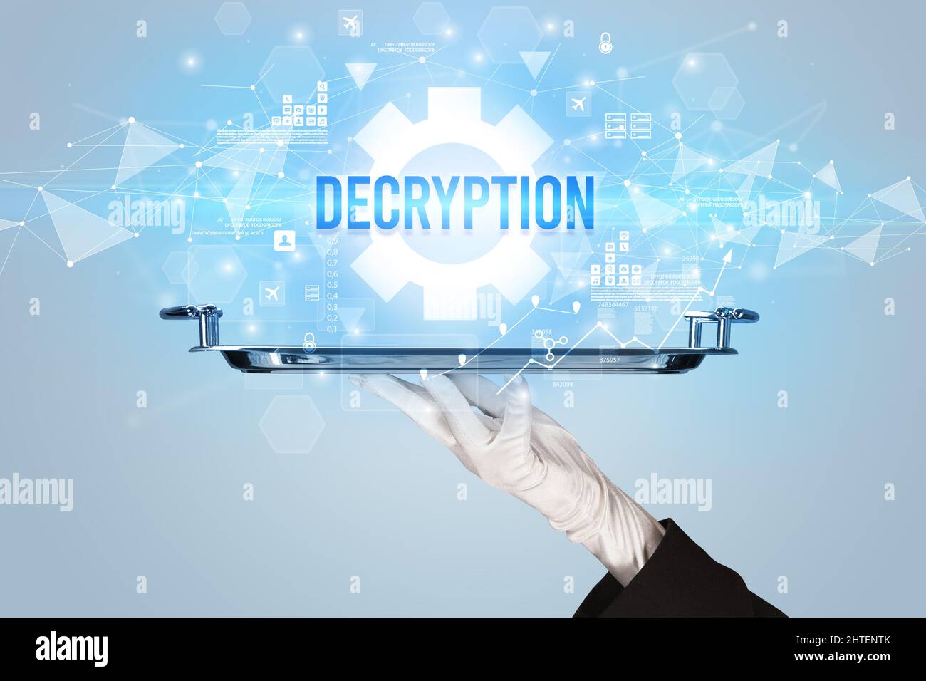Waiter serving new technology concept Stock Photo - Alamy