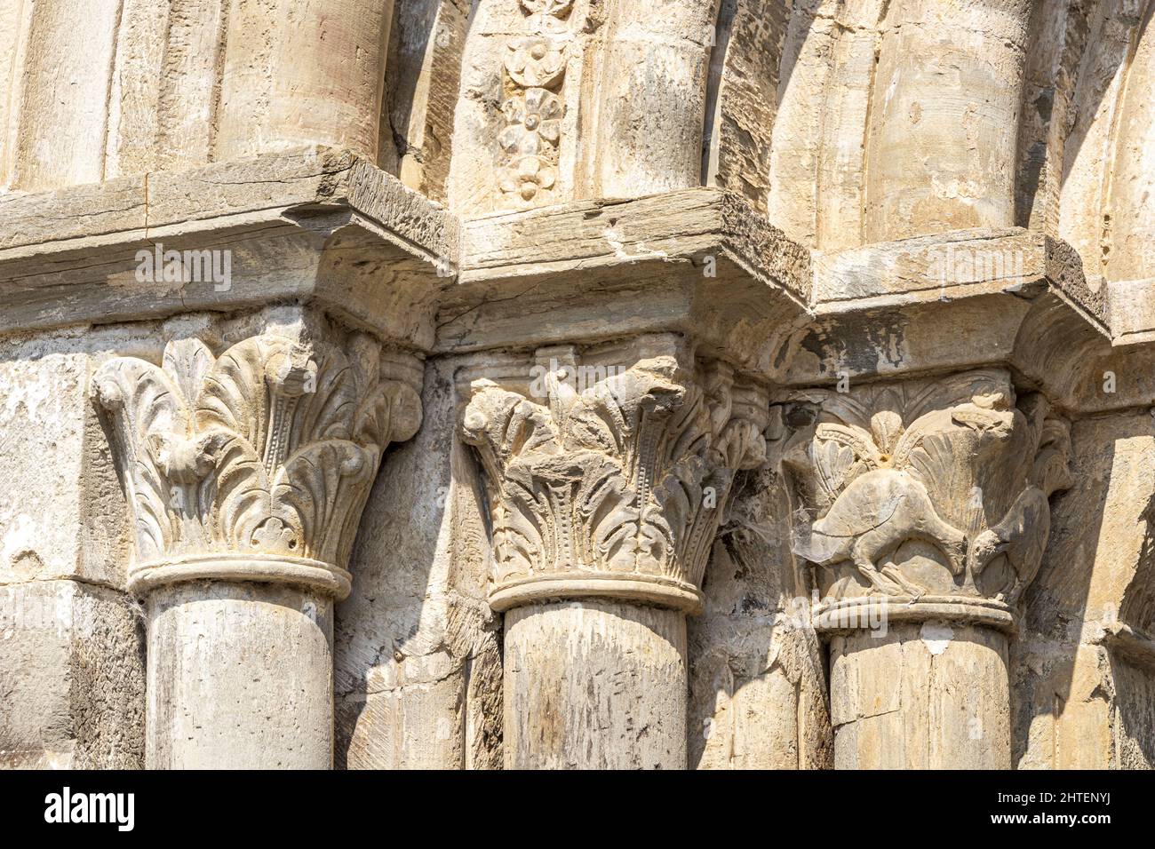 Romanesque columns in medieval chapterhouse of the Monastery of Saint ...