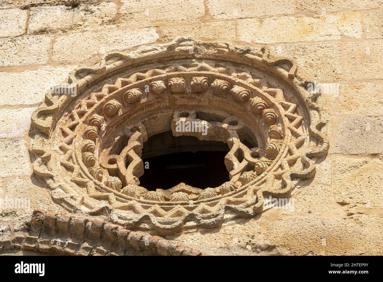 Romanesque rose window in the medieval Monastery of Saint Mary of ...