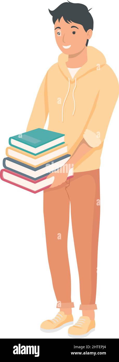 young student lifting books character Stock Vector Image & Art - Alamy