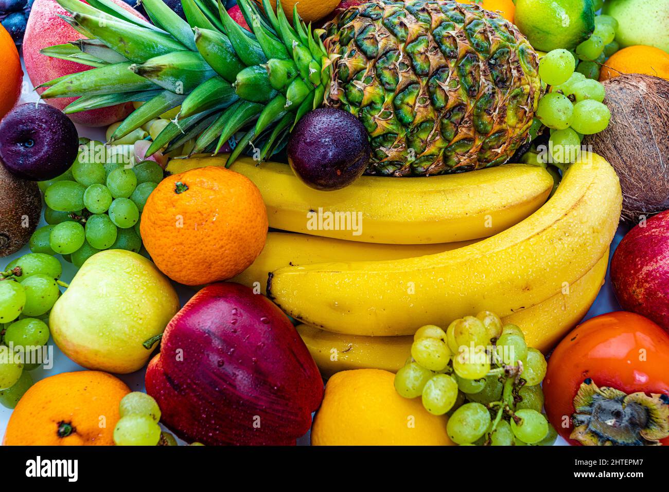 Assortment of healthy raw fruits. Composition With Variety Of Fruits ...