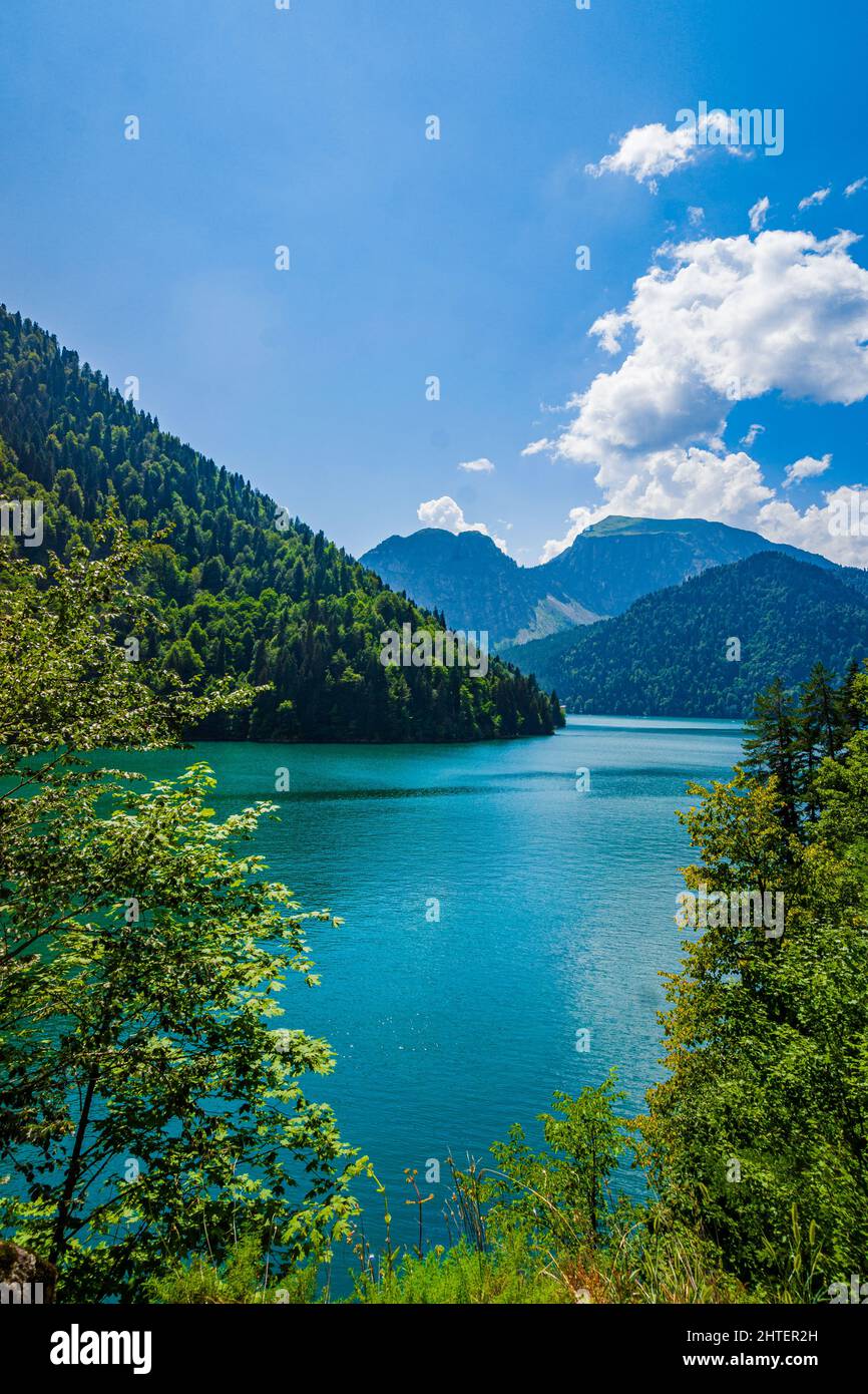 Lake Ritsa in mountains in Abkhazia Stock Photo - Alamy