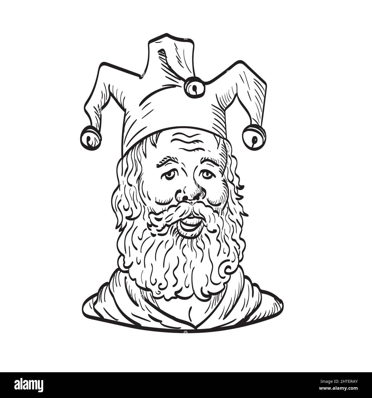 Illustration of an old court jester or fool wearing a hat and beard ...