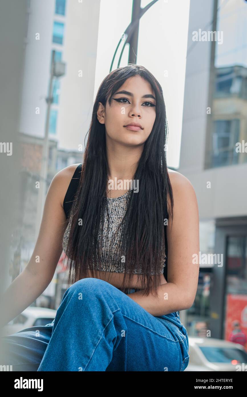 Colombia Beautiful Woman Beautiful Latina Girl With Brown Skin Waiting
