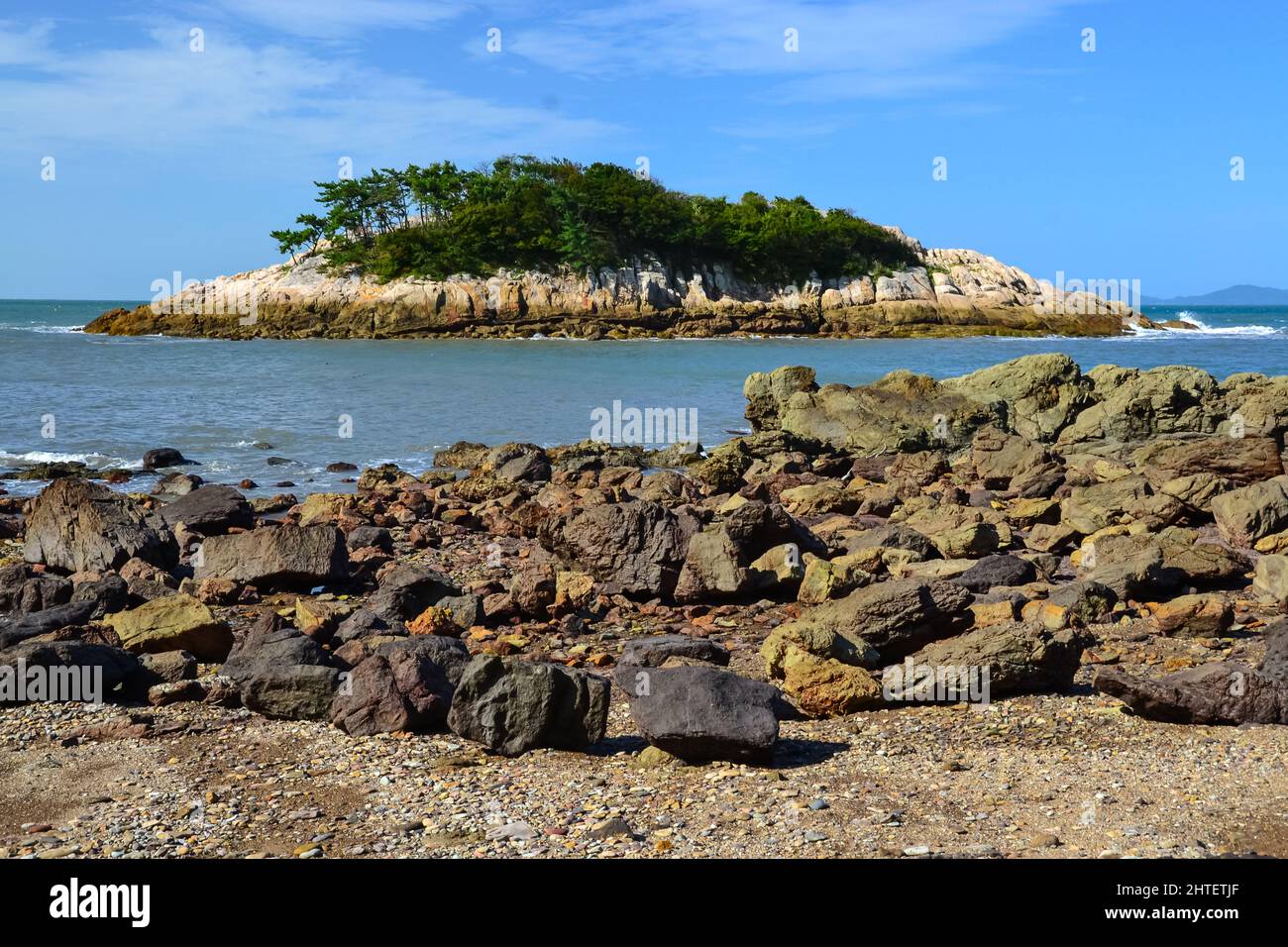 Daylight shot of Byeonsan Bando National Park waterfront, South Korea ...