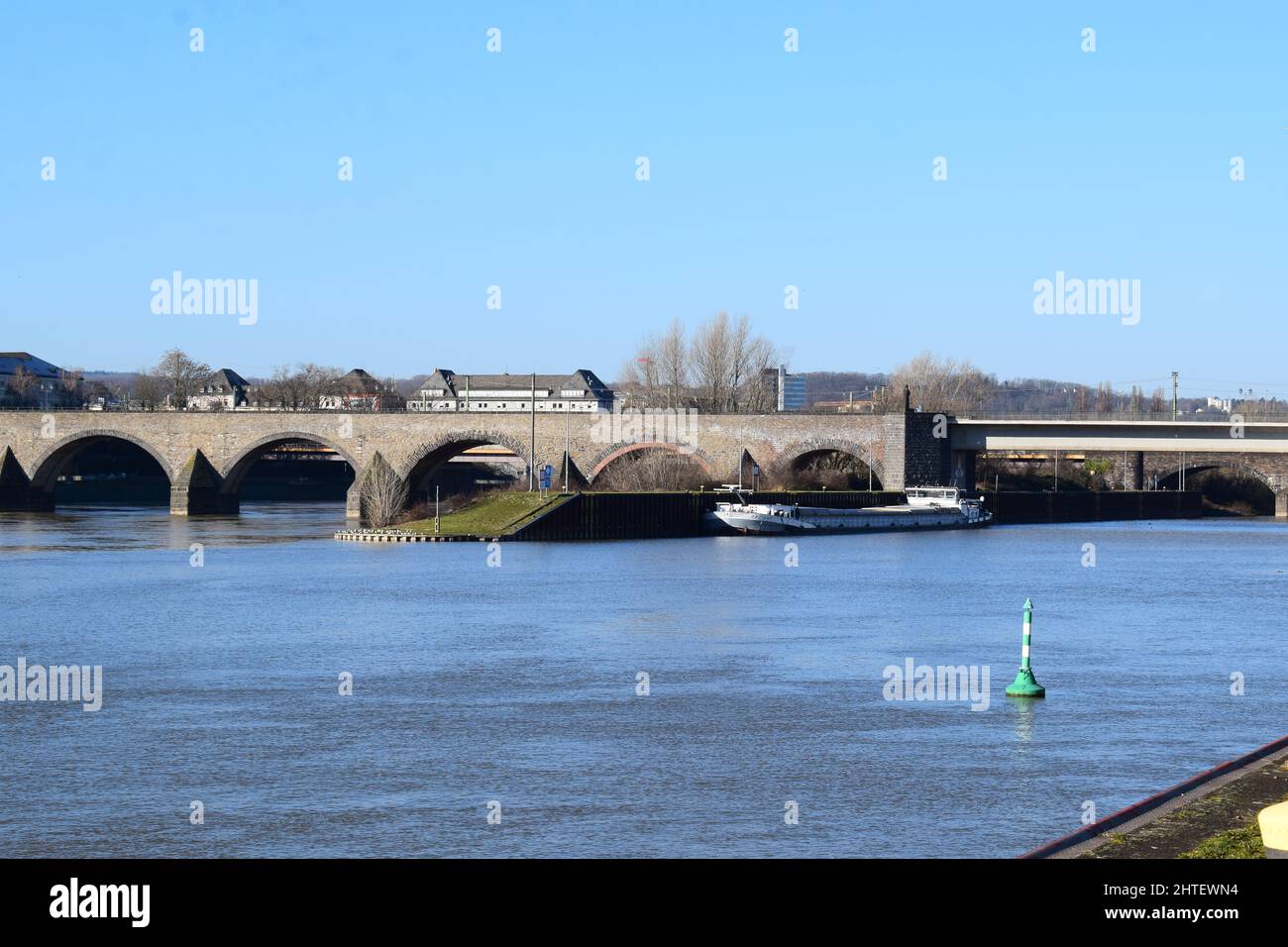 Balduinbrücke Koblenz, bridge across the Mosel with original and ...