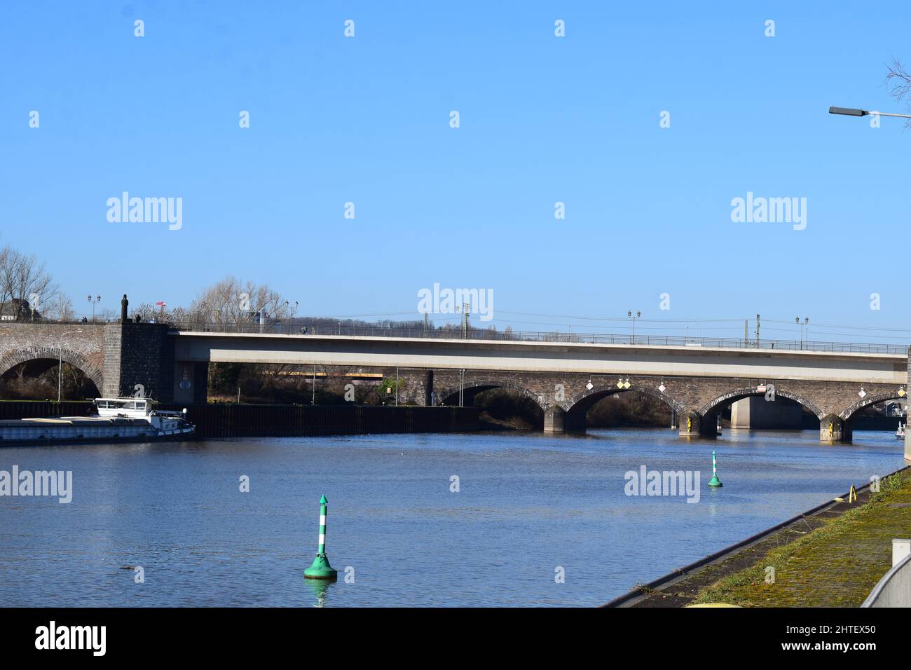 Balduinbrücke Koblenz, bridge across the Mosel with original and ...