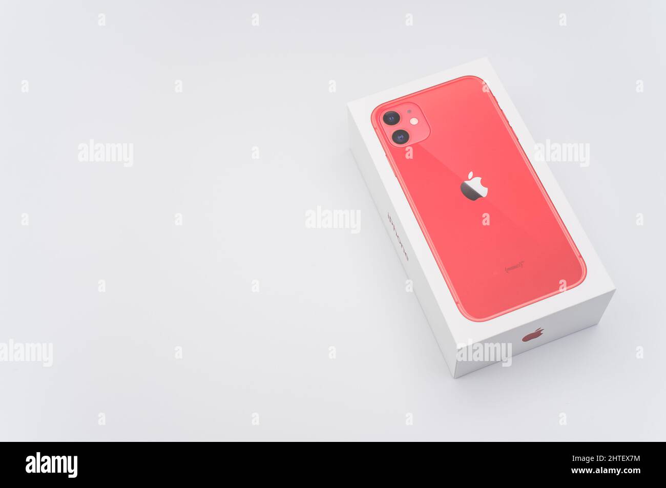 Apple iPhone 11 product red box on a white background Stock Photo - Alamy