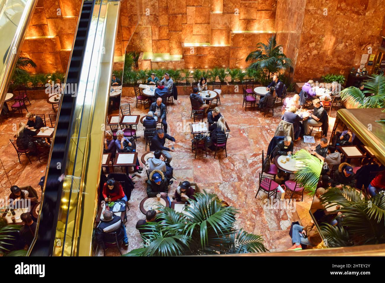 New York, NY, USA - Feb 28, 2022: Trump Tower public dining area on ...