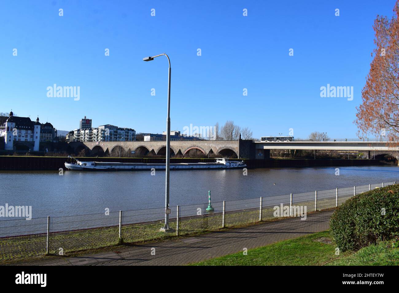 Balduinbrücke Koblenz, bridge across the Mosel with original and ...