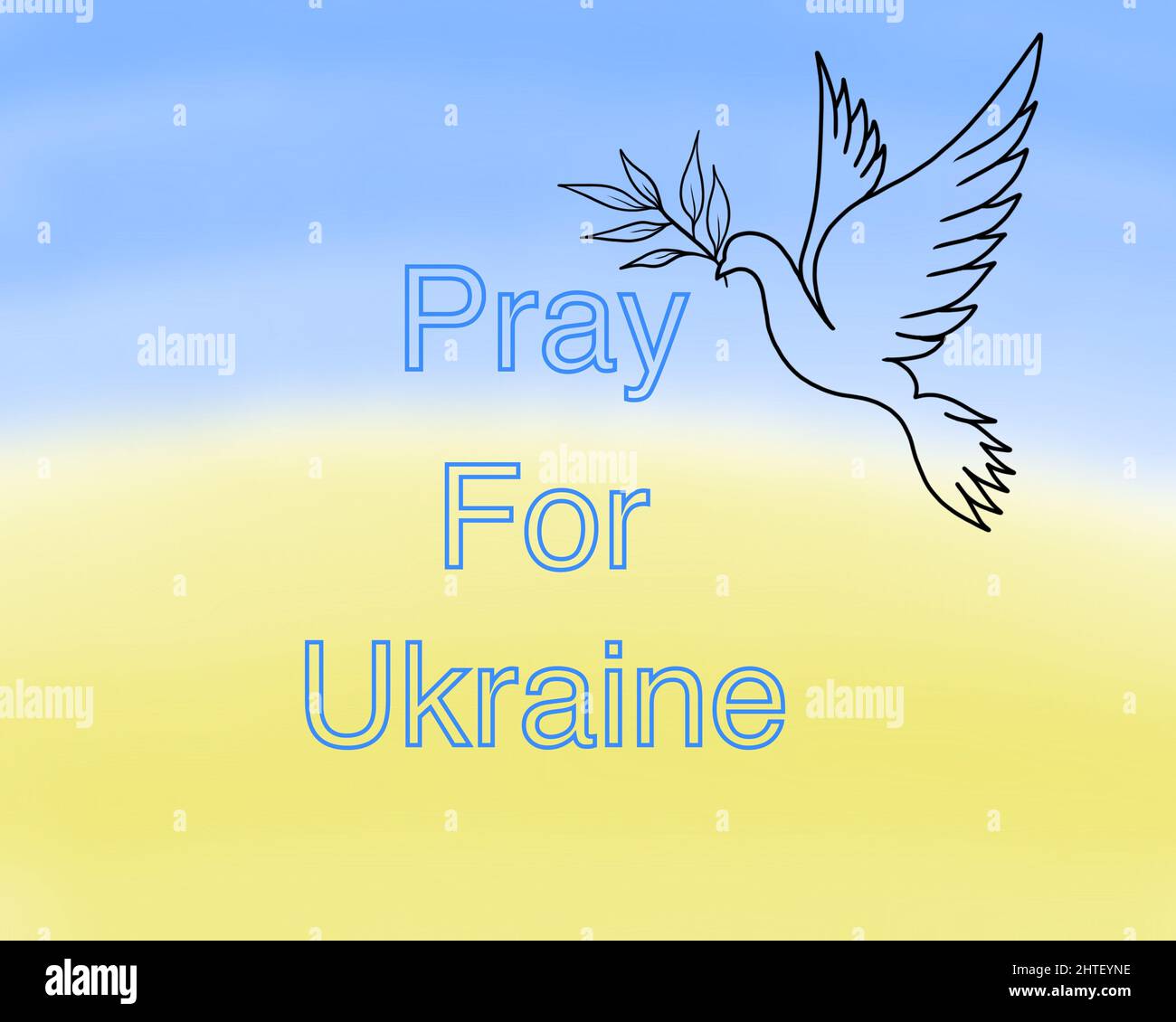 Love Ukraine, watercolor background Ukrainian flag and dove of peace ...