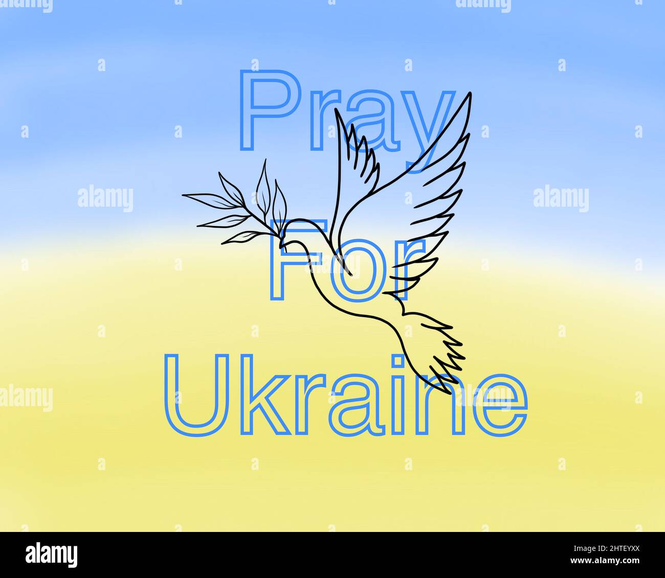 Love Ukraine, watercolor background Ukrainian flag and dove of peace ...