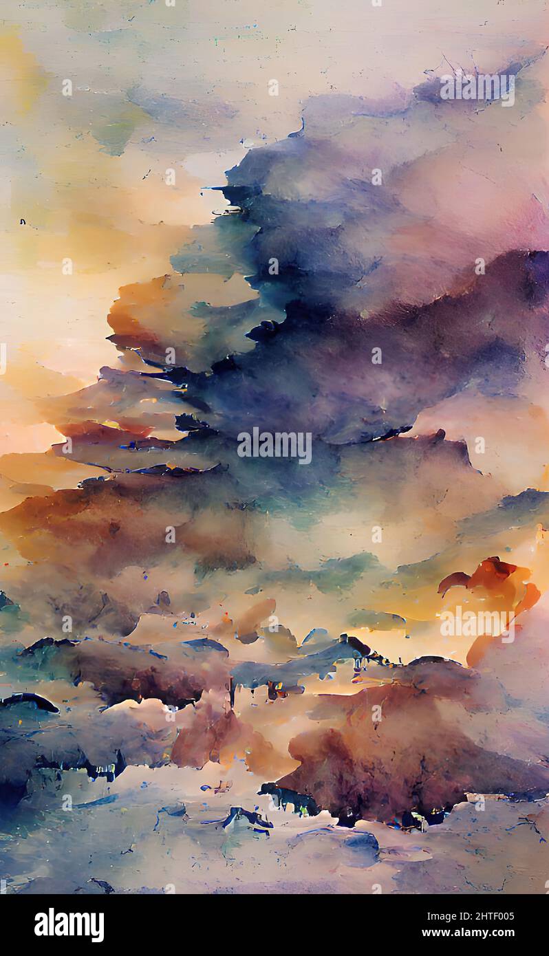 Abstract digital painting, colorful watercolor creative background ...