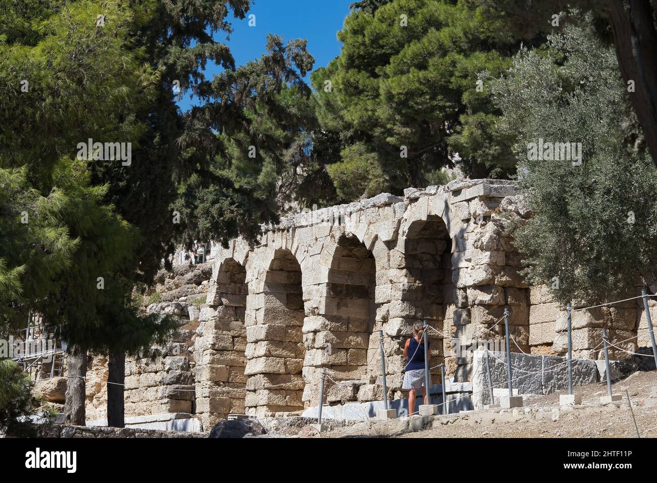 Acropolis, Parthenon, ancient marble ruins at the foot of the Acropolis ...