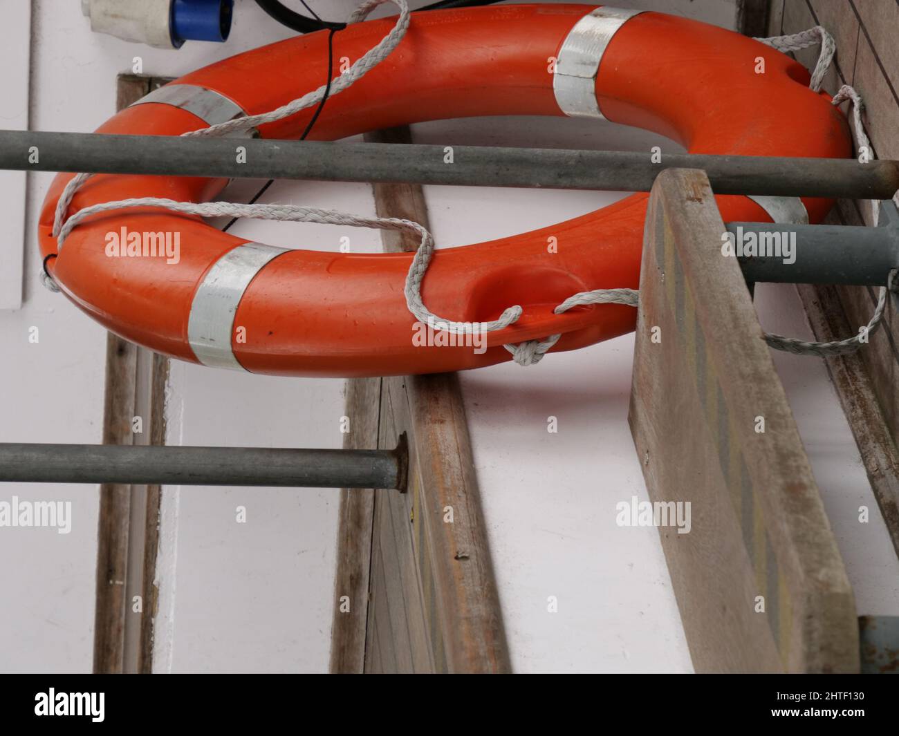 Inflatable life floaty on a boat Stock Photo - Alamy