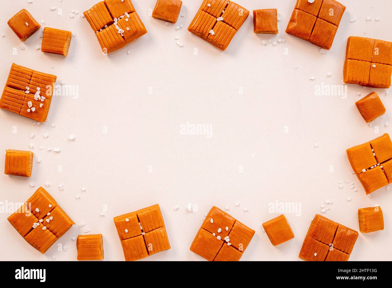 Homemade caramel candies pattern top view. Sweets background Stock ...