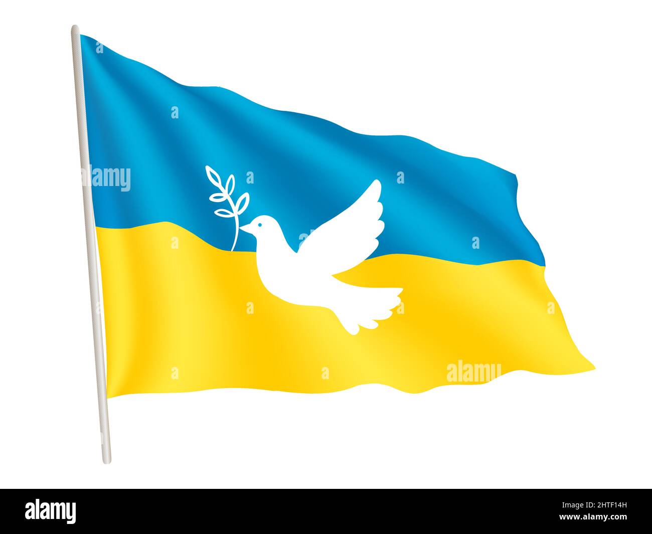 Ukrainian vector flag with white dove of peace on it. Peace for Ukraine ...
