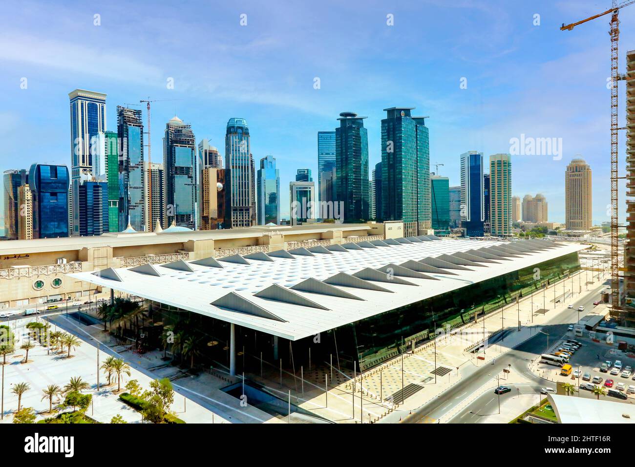 Full view of Doha Exhibition Center, Doha, Qatar Stock Photo - Alamy