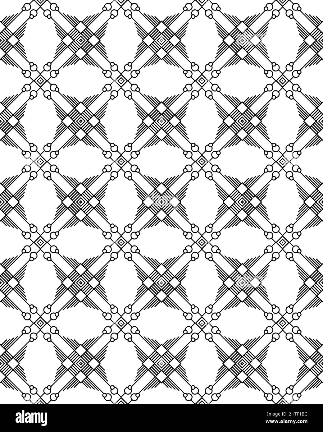Illustrated black-and-white seamless tile pattern Stock Photo - Alamy