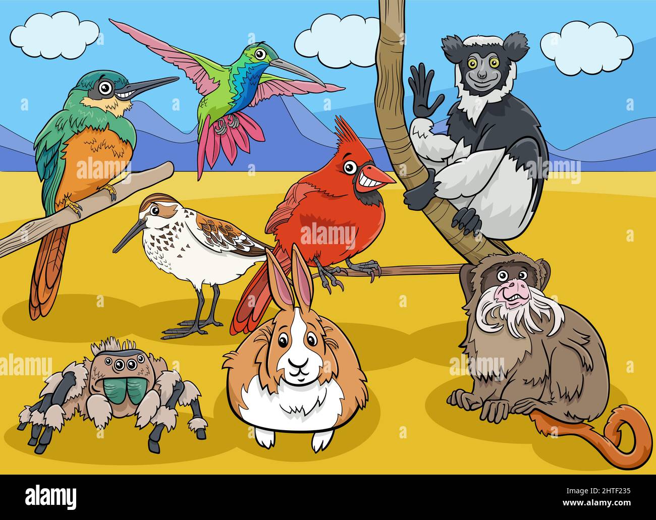 Cartoon illustrations of funny animals comic characters group Stock ...