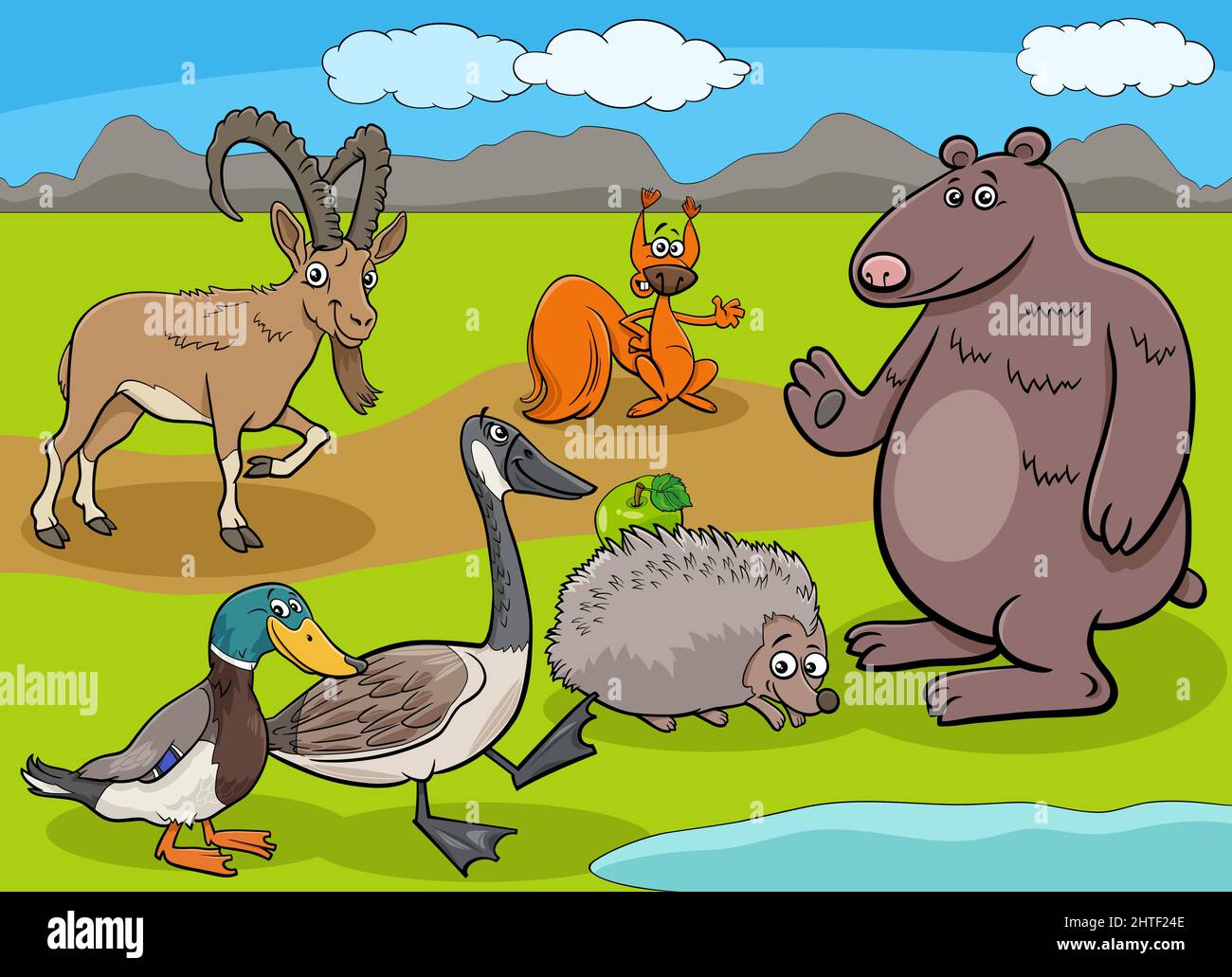Cartoon illustrations of wild animals comic characters group Stock ...