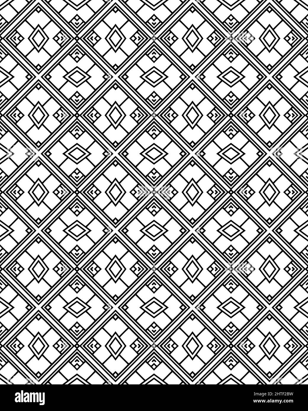 Illustrated black-and-white seamless tile pattern Stock Photo - Alamy