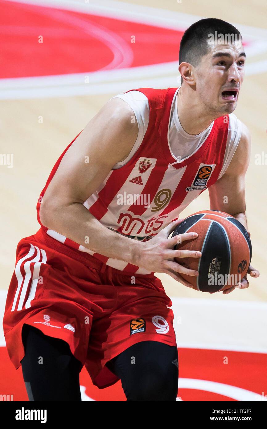 Belgrade, Serbia, 27th February 2022. Luka Mitrovic of Crvena Zvezda ...