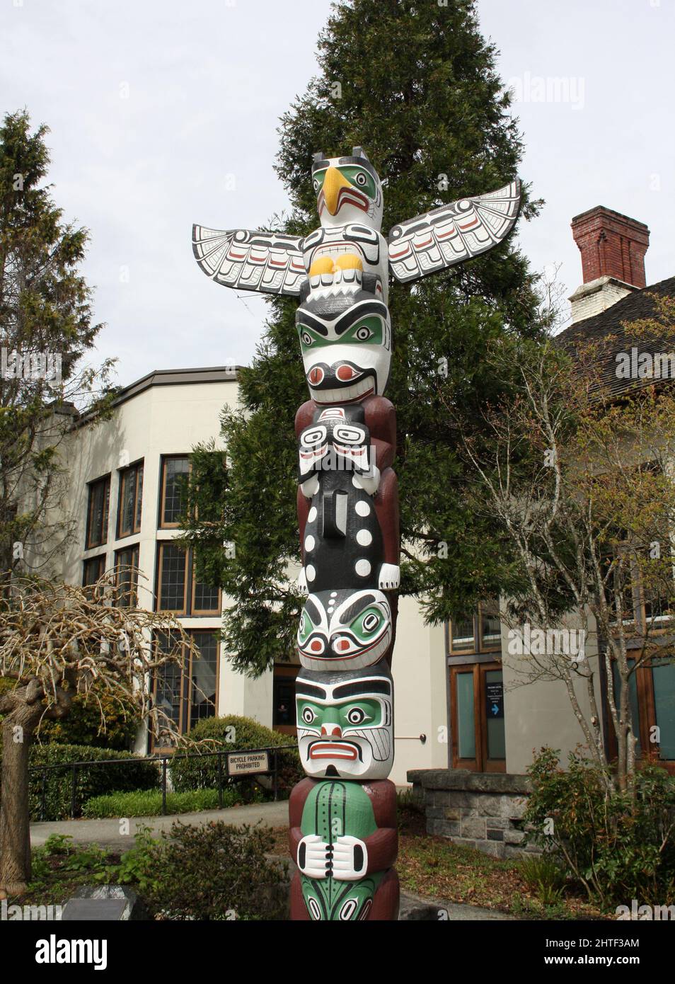 Closeup of a Native American totem pole at the University of British ...
