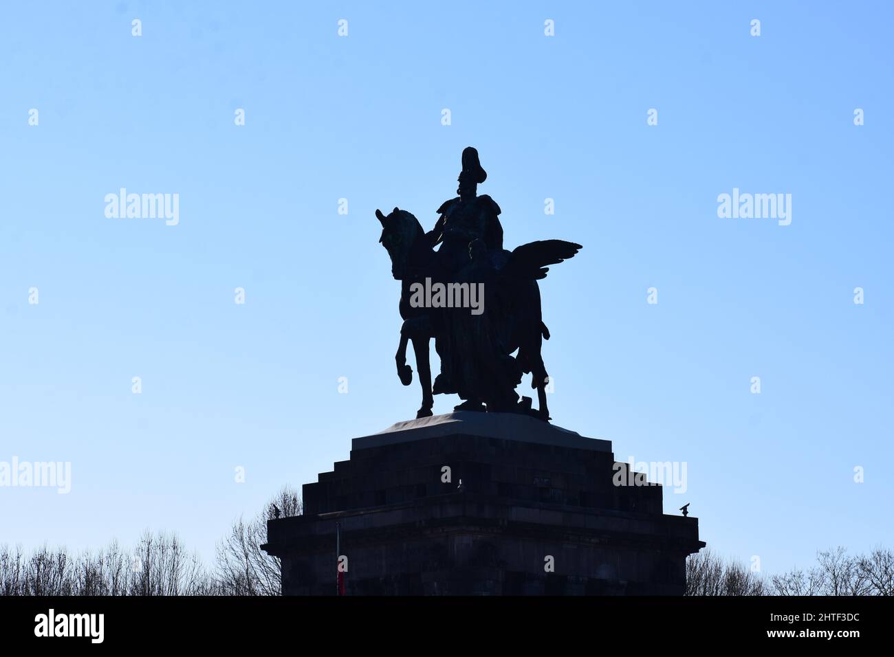 Deutsches Eck in Koblenz, Mosel estuary with the statue of Kaiser ...