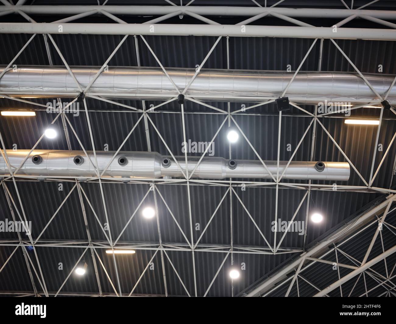 Security system and piping on the roof of an industrial building Stock ...
