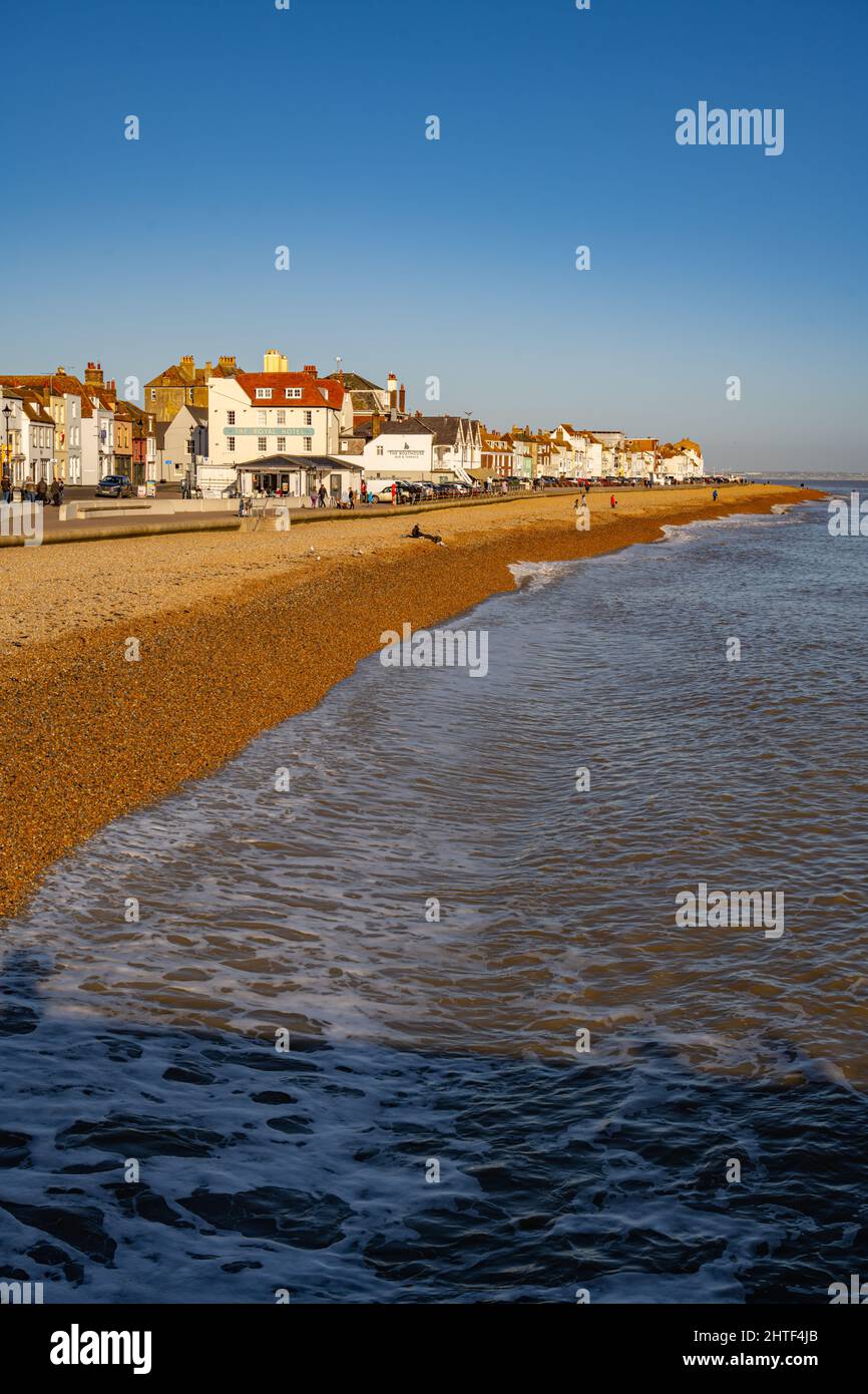 The seafront looking East from the Pier at Deal Kent on a sunny winters ...