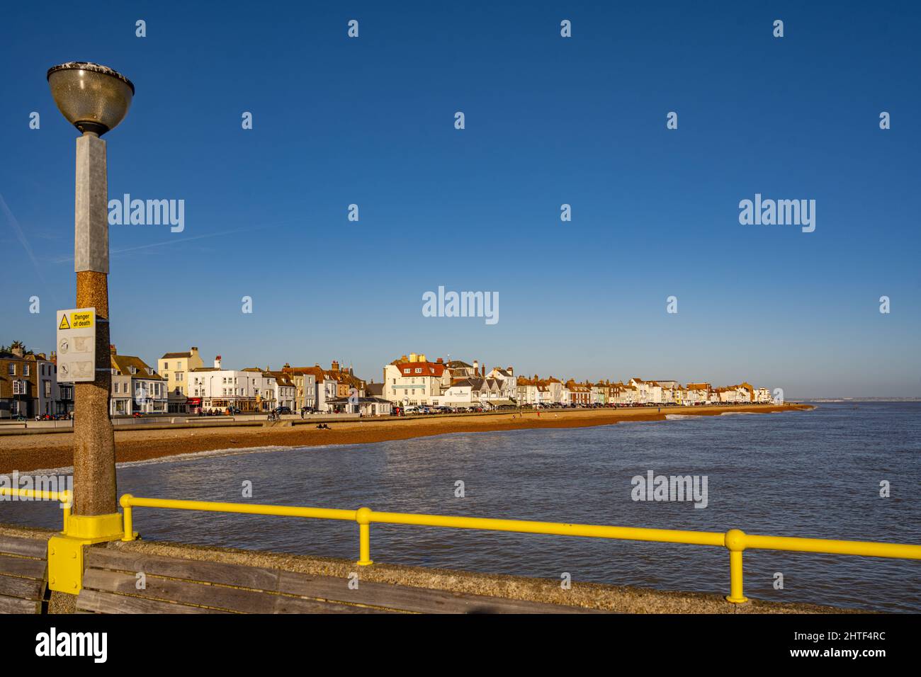 The seafront looking East from the Pier at Deal Kent on a sunny winters ...