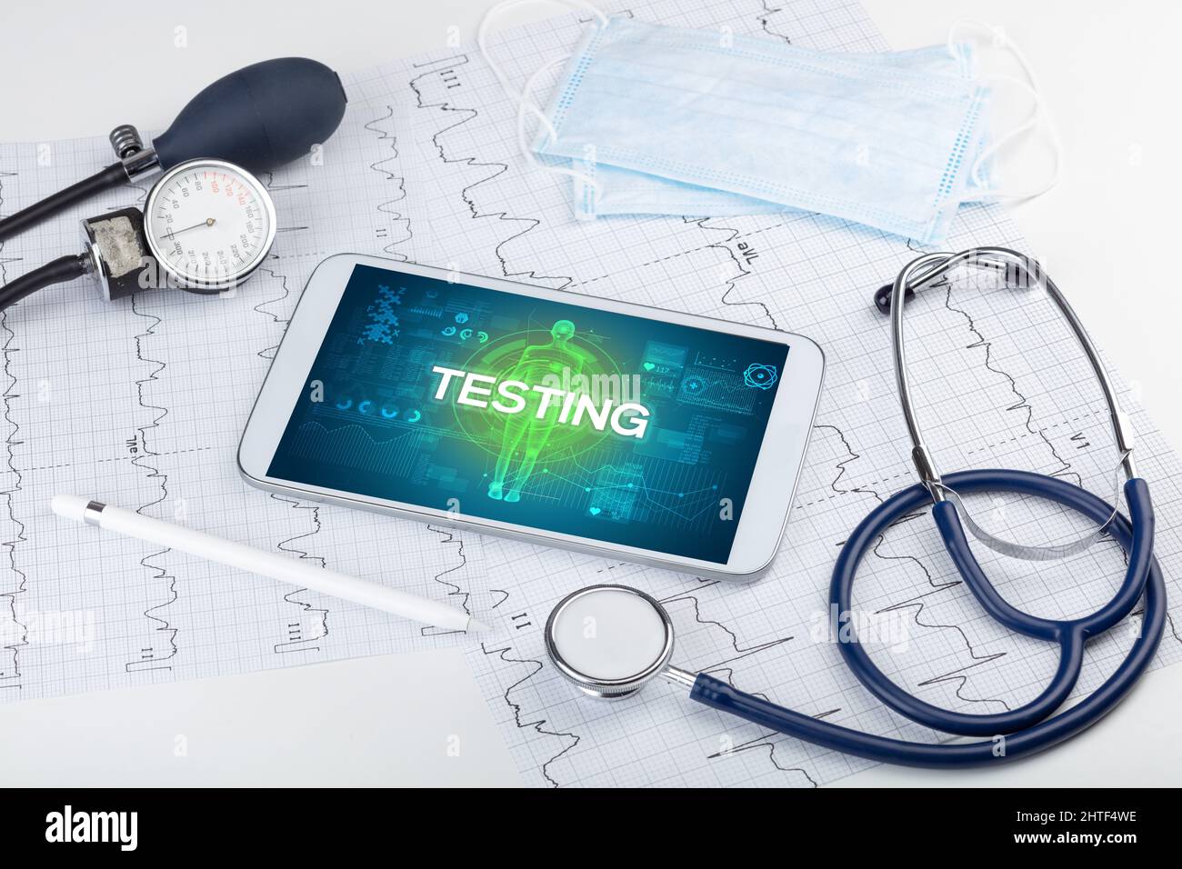 Tablet pc and doctor tools Stock Photo - Alamy
