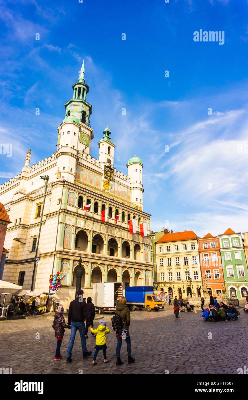 Closeup of a row of colorful buildings with restaurants in the old city ...