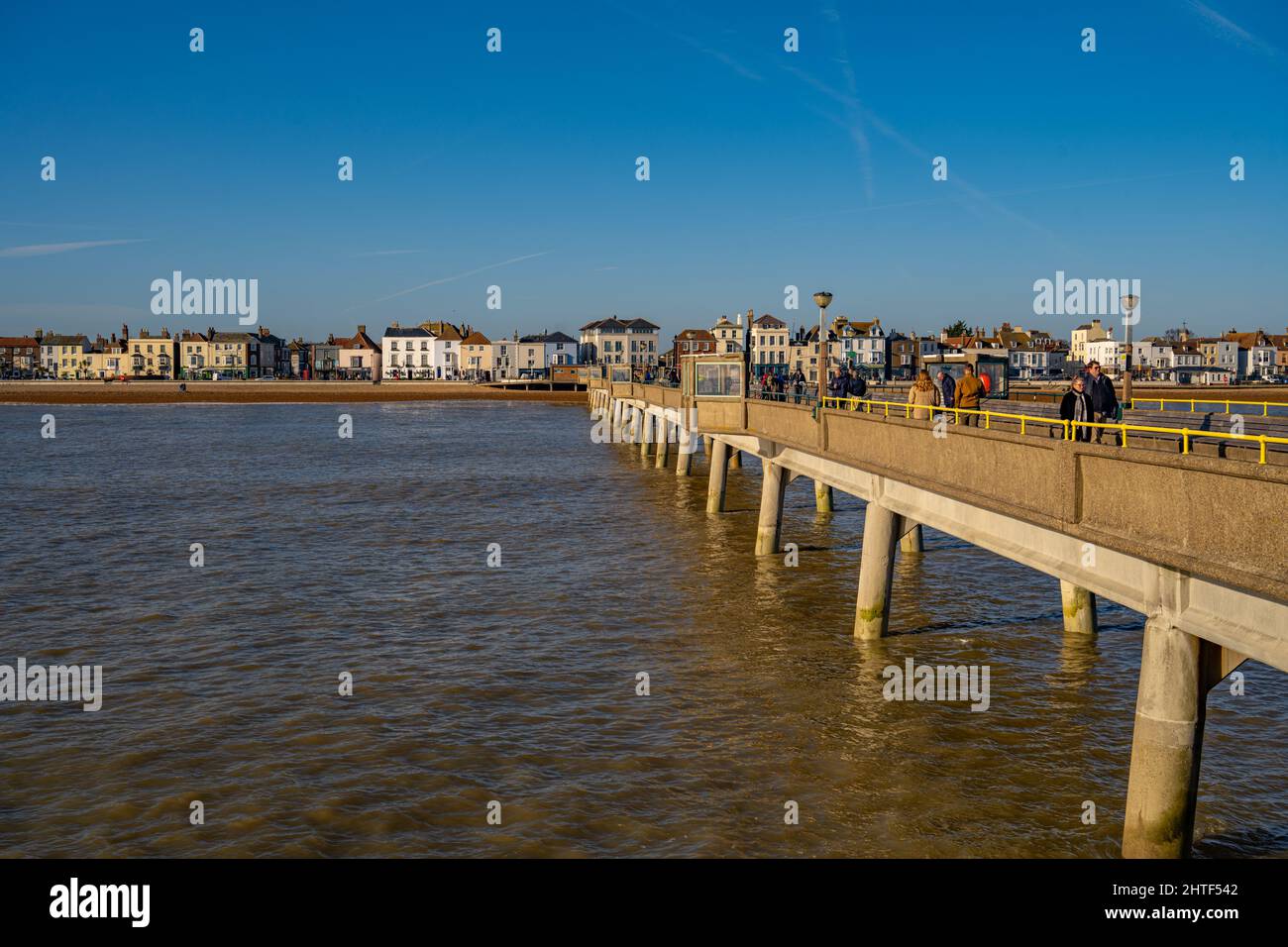 The seafront looking west from the Pier at Deal Kent on a sunny winters ...