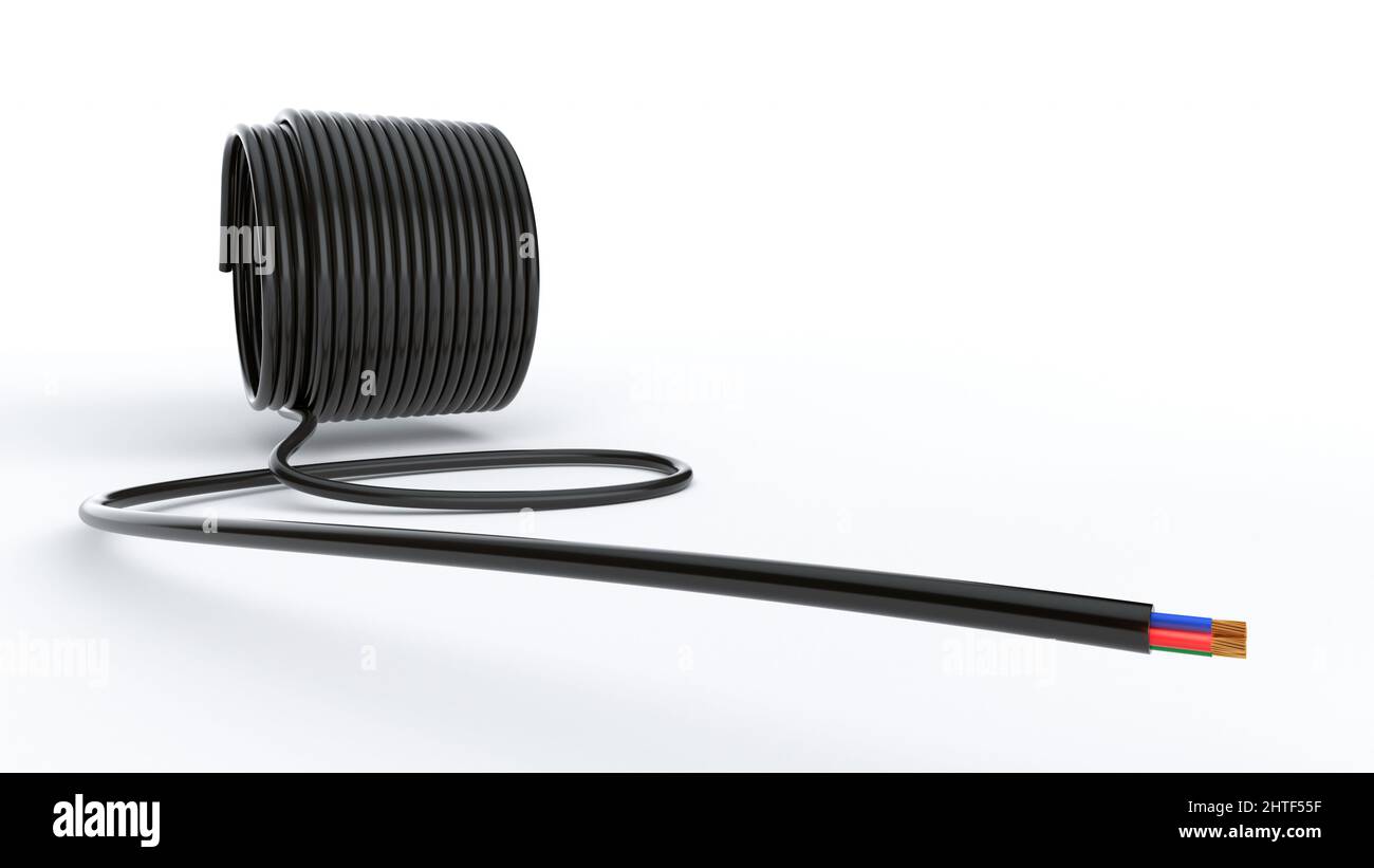 3D illustration of fiber optical cable isolated on white background ...