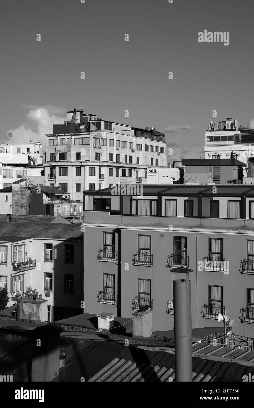 Grayscale of the high rise residential buildings in Istambul, Turkey ...