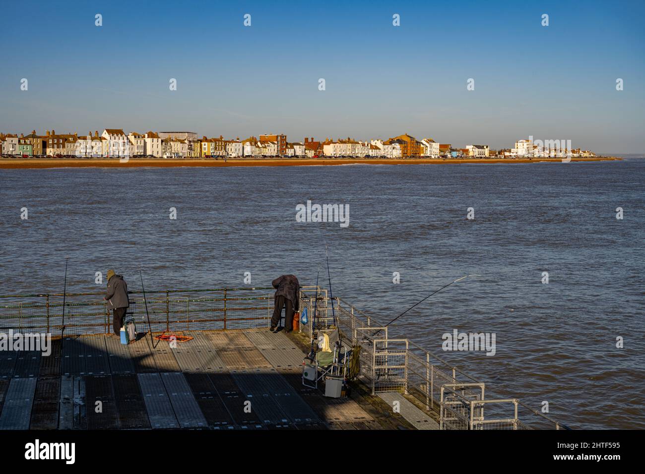 The seafront looking East from the Pier at Deal Kent on a sunny winters ...