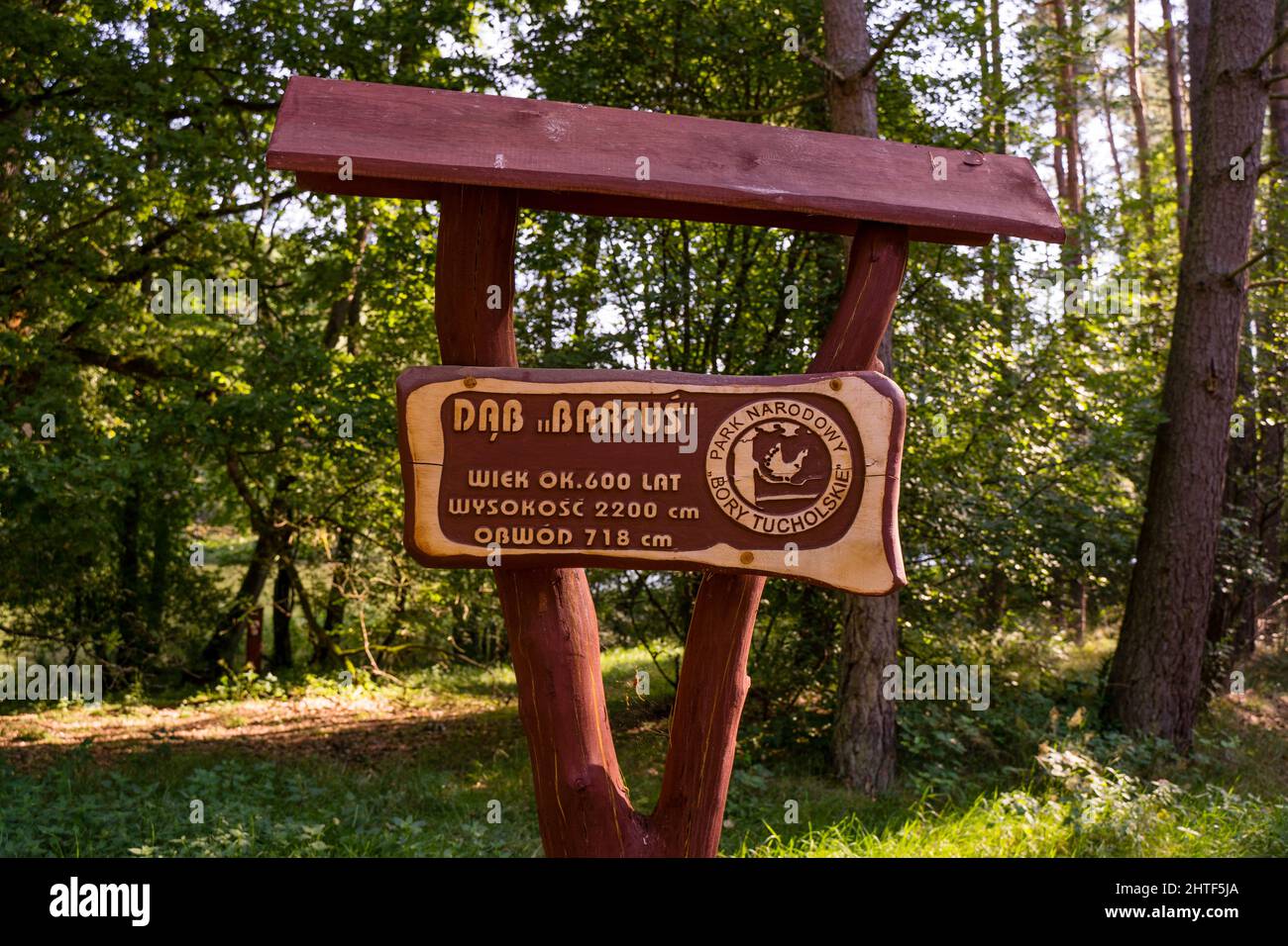 Information board at the Oak Bartus nature monument Stock Photo - Alamy