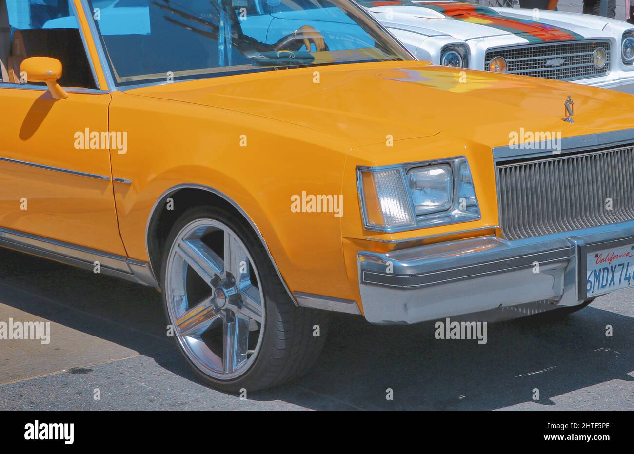 Yellow old-school car in the Venice Beach Stock Photo - Alamy