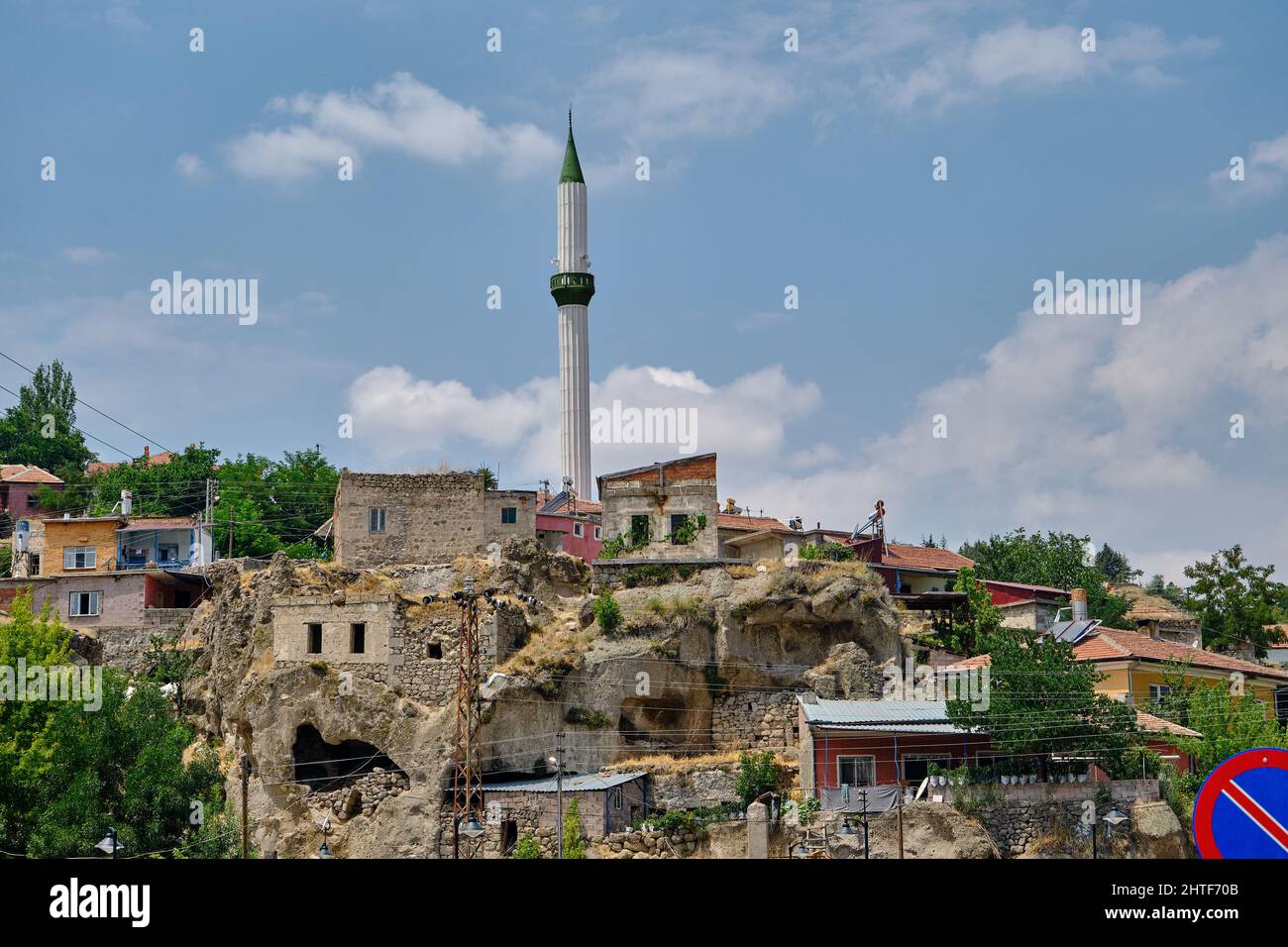 Low angle village and mosque photo, small village near ihlara valley ...