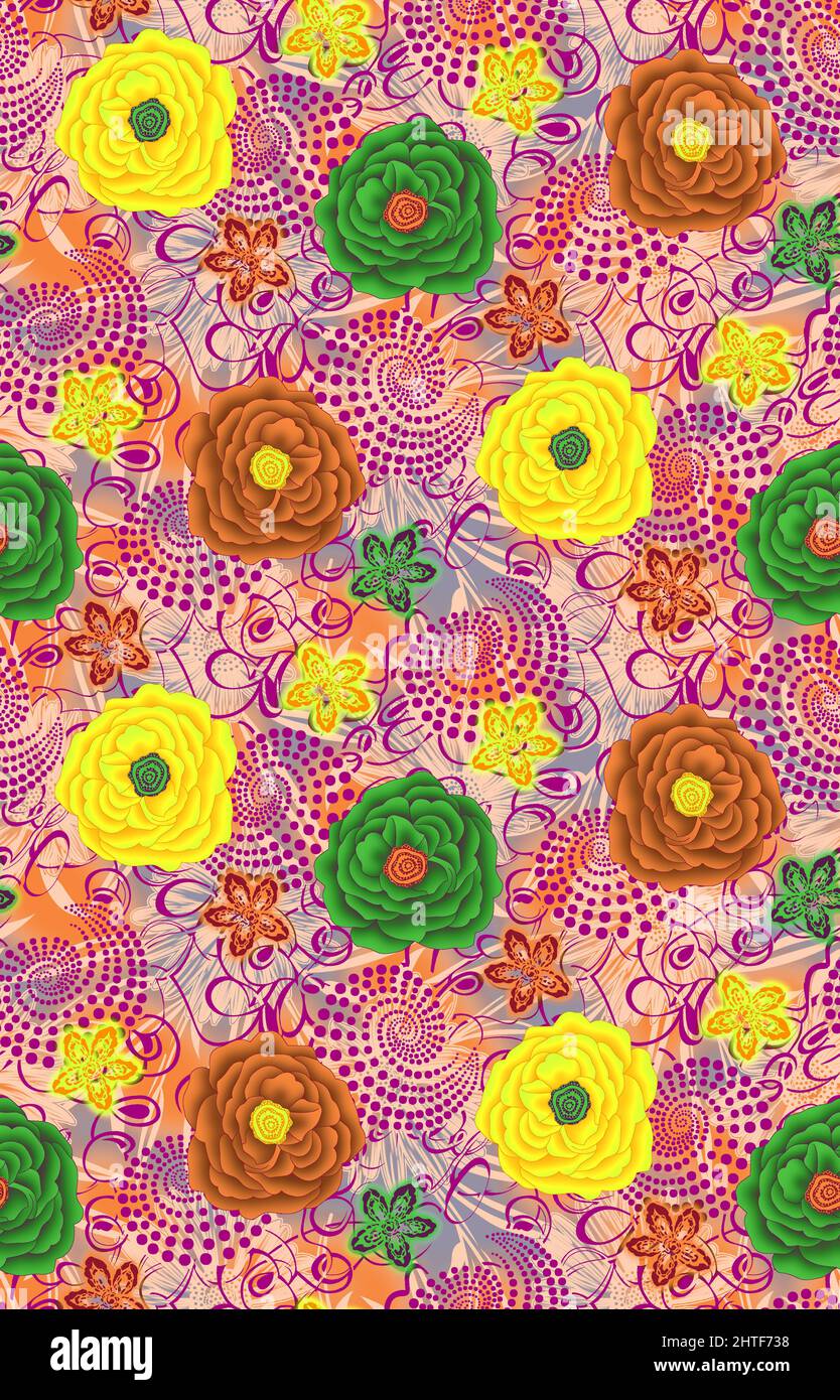 Vertical seamless floral pattern for wallpapers Stock Photo - Alamy