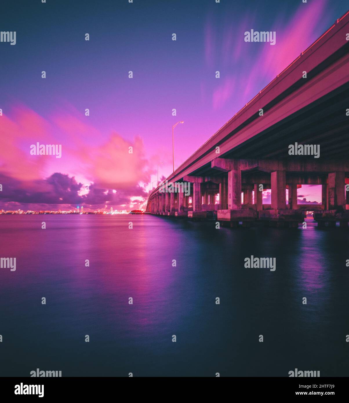bridge night MIAMI FLORIDA beautiful colors Stock Photo - Alamy