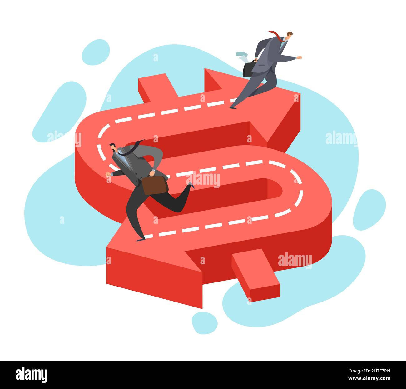 Different path of the same goal. Two businessman running to success ...