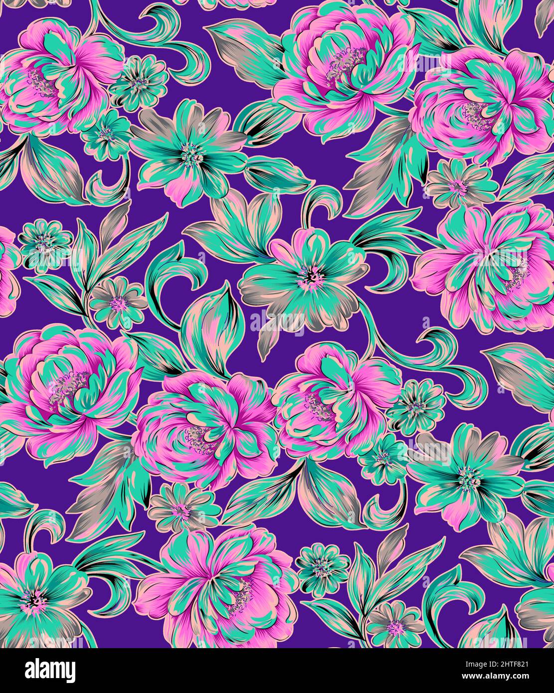 Vertical seamless floral pattern for wallpapers Stock Photo - Alamy