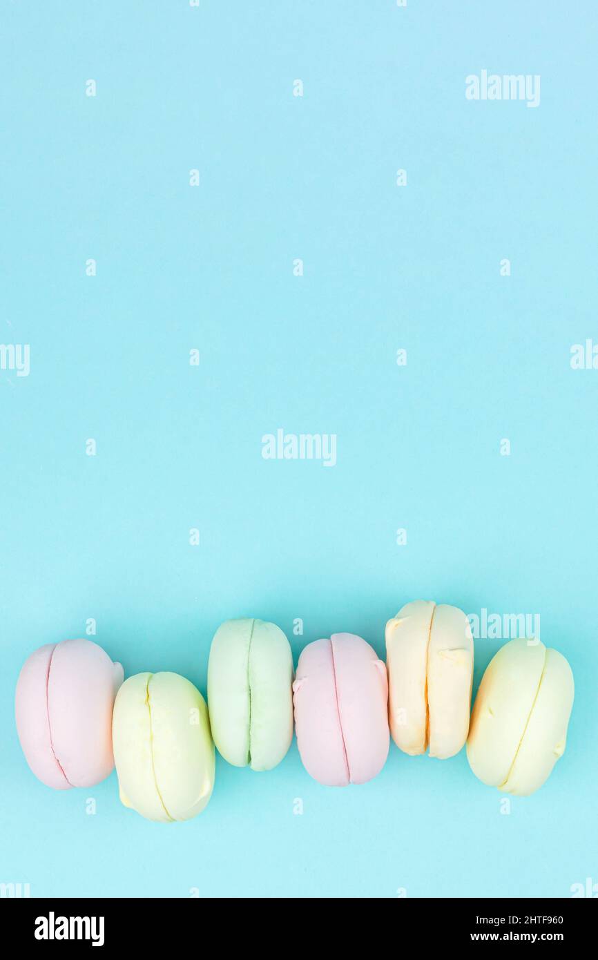 Delicious Sweet Colorful marshmallow looks like Macarons Top view. Free ...