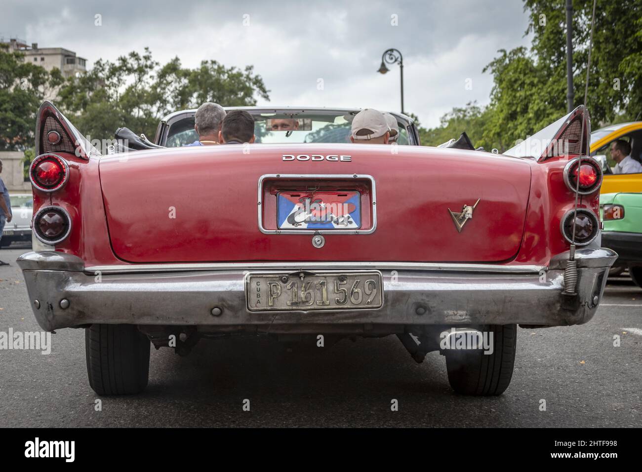Back of a convertible American cars that roll through the streets of ...
