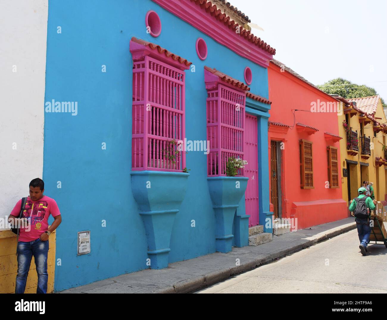 Colorful buildings in Cartagena, Columbia Stock Photo - Alamy