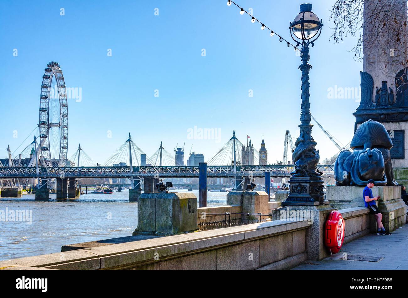 A view looking across The River Thames in London from the Victoria ...