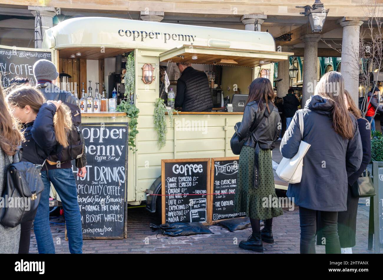 A catering van selling coffee and drinks in Covent Garden, London, UK ...
